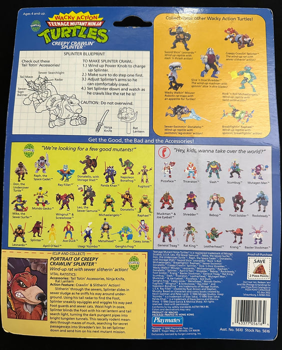Teenage Mutant Ninja Turtles Creepy Crawlin' Splinter Playmates 1990 ...