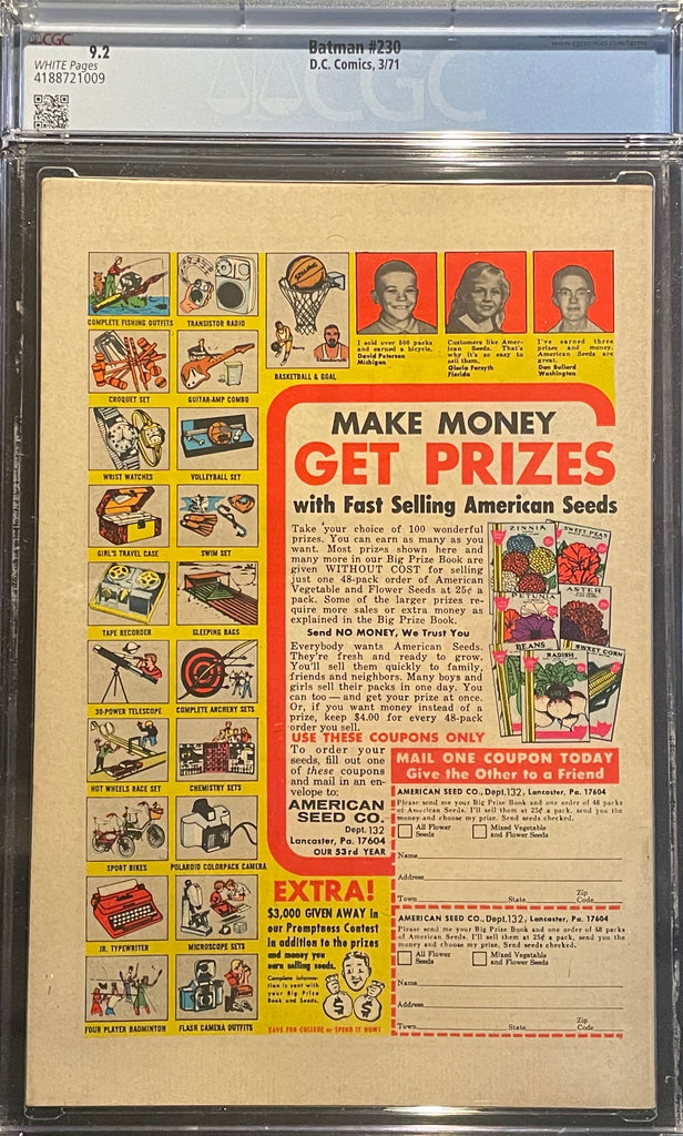 Batman #230 (DC, 1971) CGC 9.2 White Pages — Bedo's Collectibles